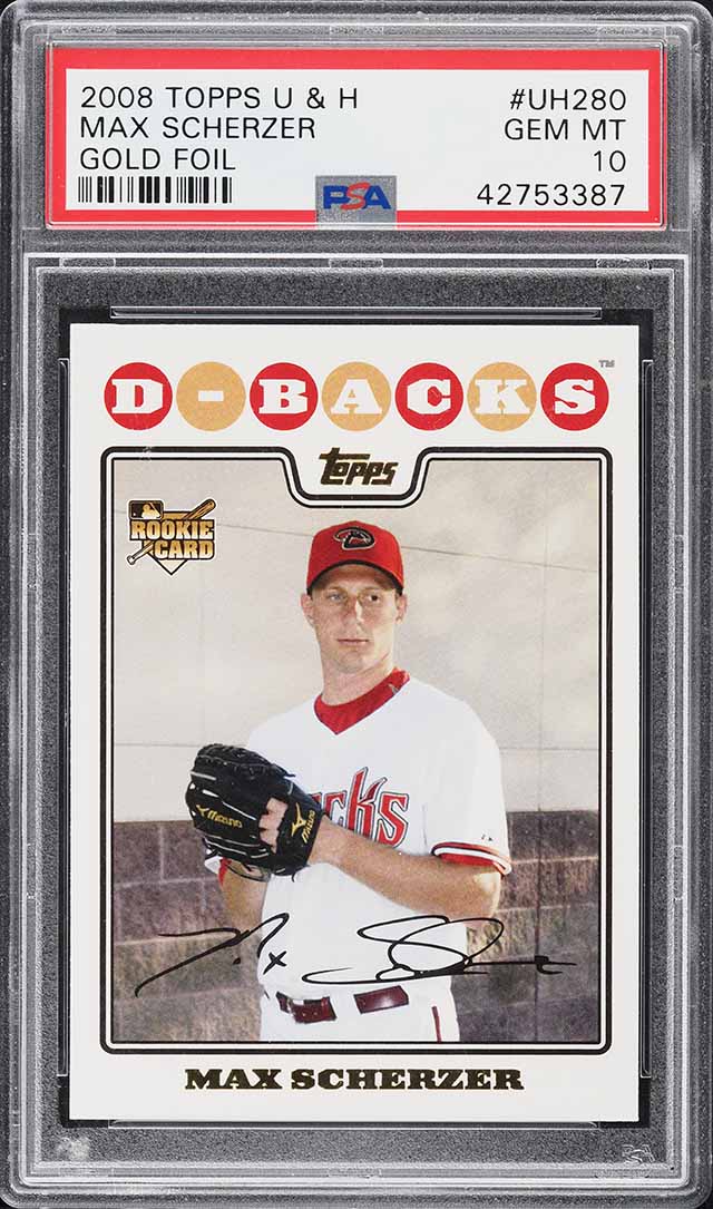 2008 Topps Update & Highlights Gold Foil Max Scherzer ROOKIE #UH280 PSA ...