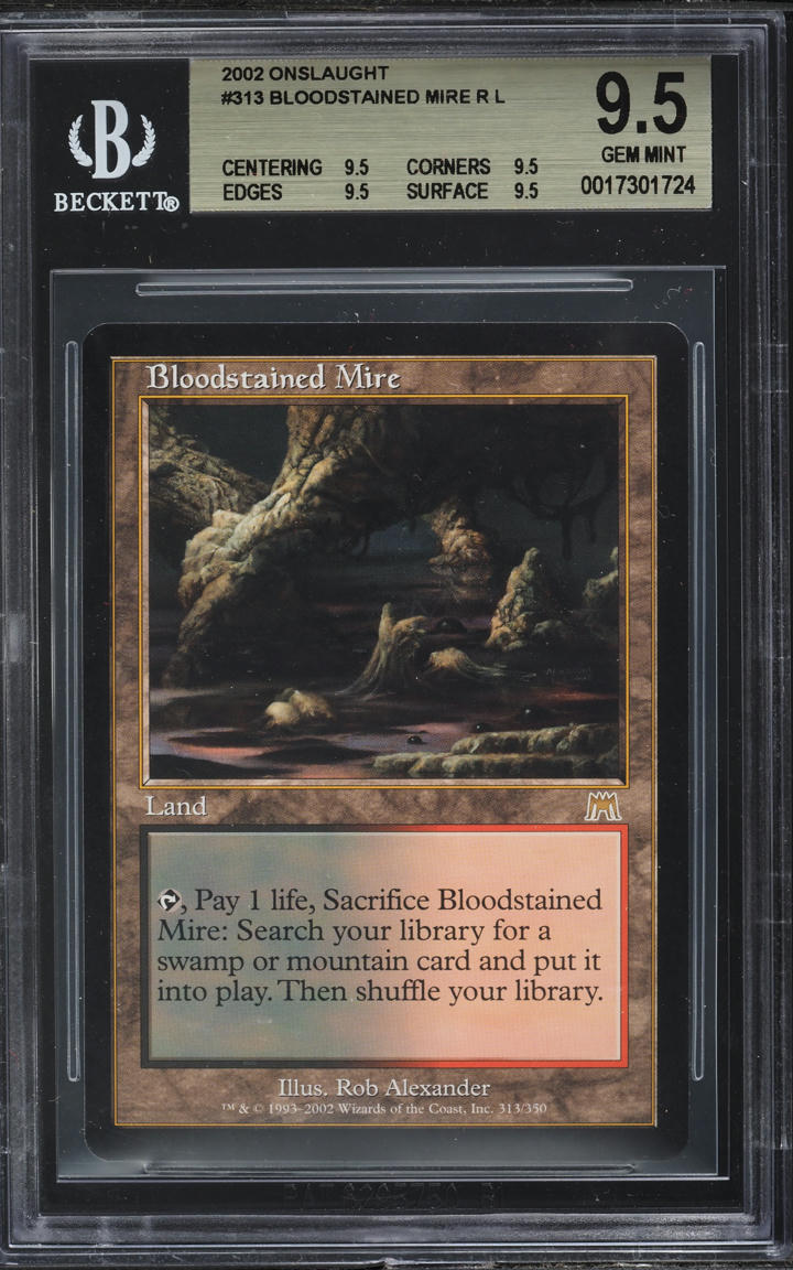 2002 Magic The Gathering MTG Onslaught Bloodstained Mire BGS 9.5 GEM ...