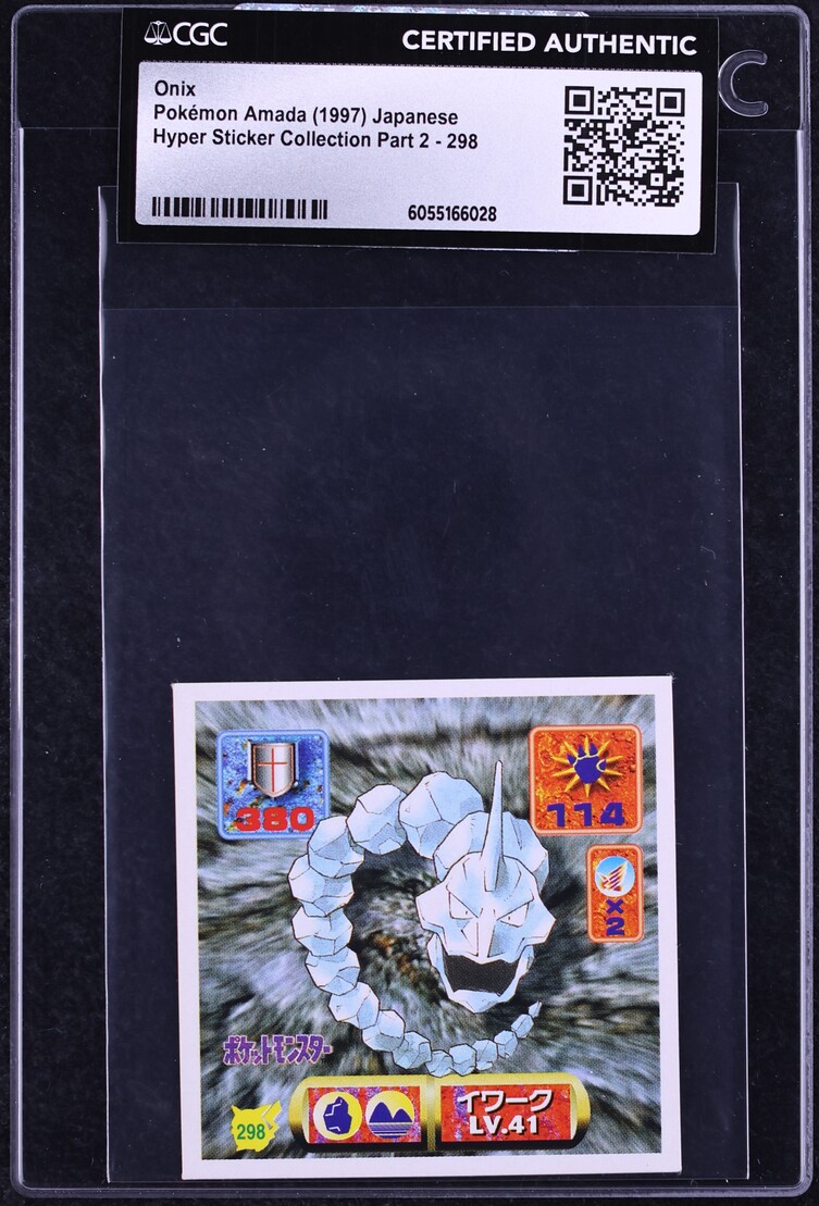 1997 Pokemon Japanese Amada Hyper Sticker Part 2 Onix #298 CGC AUTH on ...