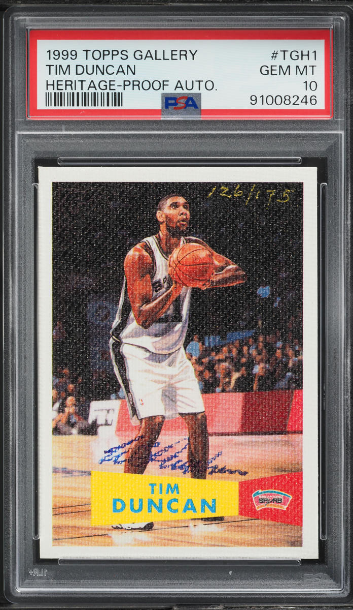 1999 Topps Gallery Heritage Proof Tim Duncan AUTO /175 #TGH1 PSA 10 GEM ...