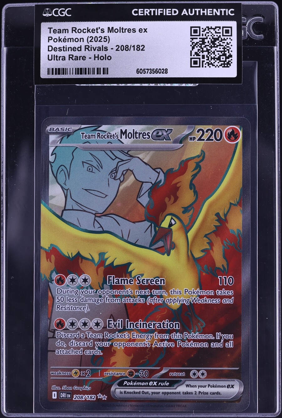 2025 Pokemon SV Destined Rivals Full Art Team Rocket's Moltres ex #208 CGC AUTH on Fanatics Collect