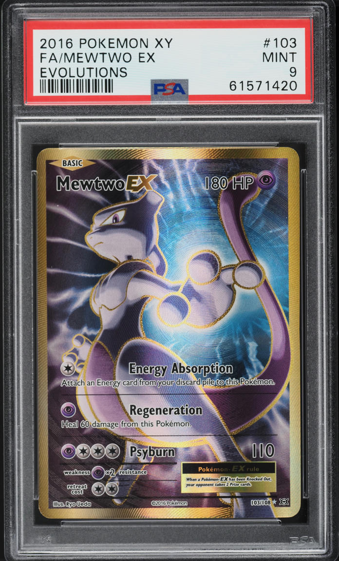 2016 Pokemon XY Evolutions Full Art Mewtwo EX #103 PSA 9 MINT on ...