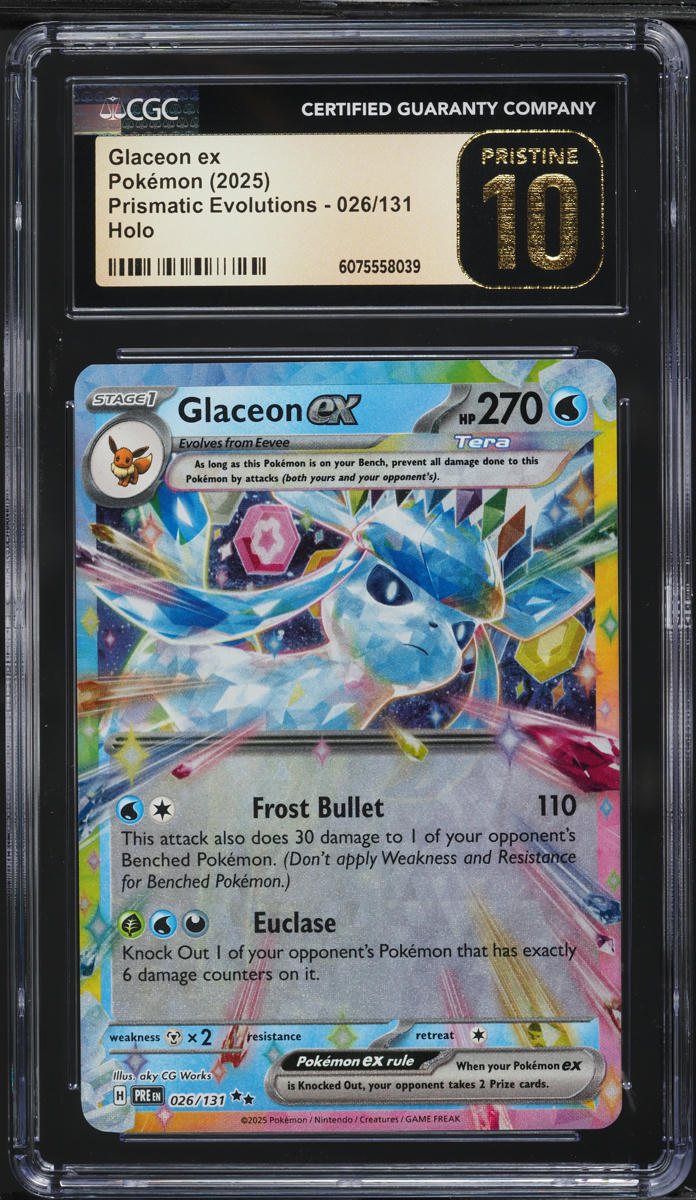 2025 Pokemon SV Prismatic Evolutions Holo Glaceon ex #26 CGC 10 ...