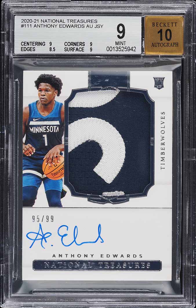 2020 National Treasures Anthony Edwards ROOKIE PATCH AUTO /99 #111 BGS ...