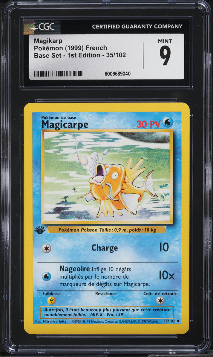 1999 Pokemon French Base Set 1st Edition Magikarp #35 CGC 9 MINT on ...