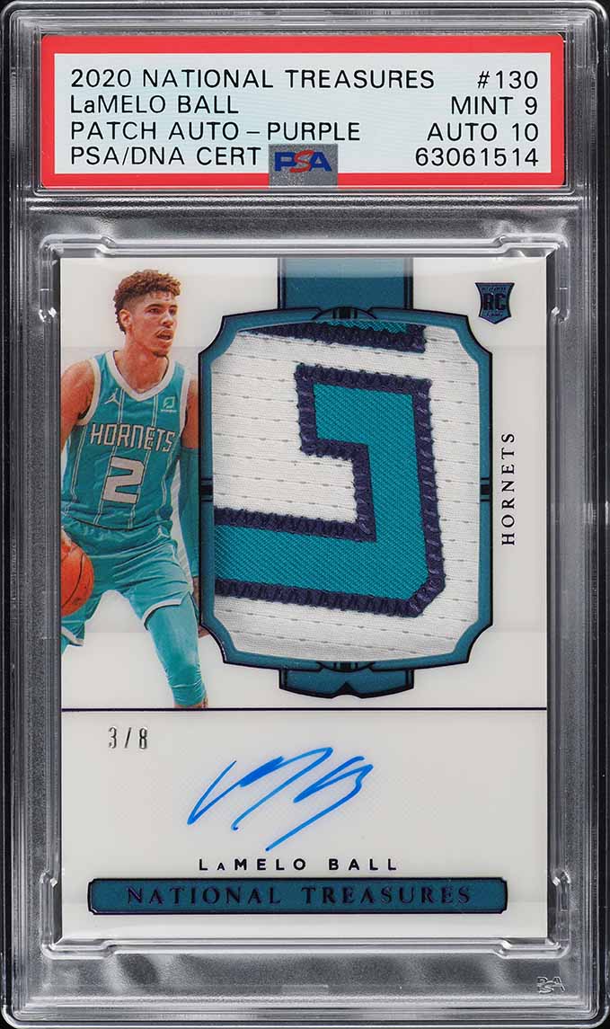 2020 National Treasures Purple LaMelo Ball RC PATCH AUTO DNA 10 /8 #130 ...