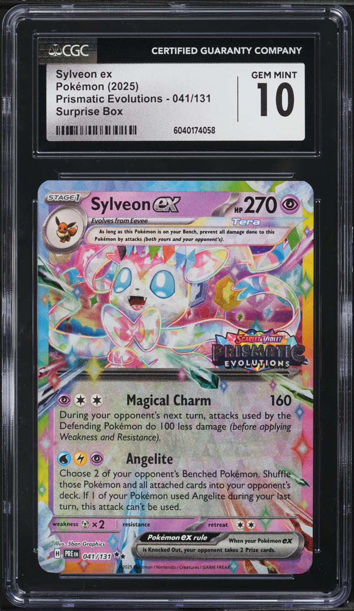2025 Pokemon SV Prismatic Evolutions Surprise Box Sylveon ex #41 CGC 10 GEM MINT on Fanatics Collect
