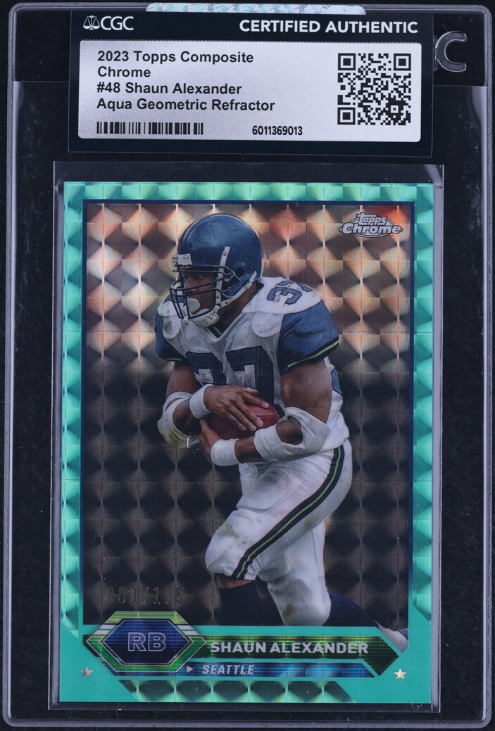 2023 Topps Chrome Composite Aqua Geometric Shaun Alexander /175 #48 CGC ...