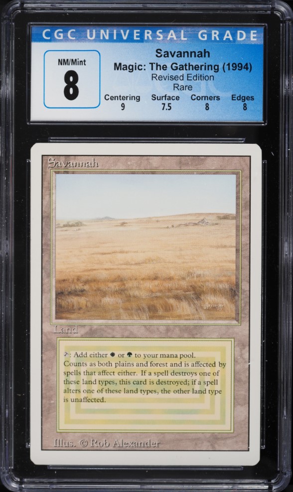 1994 Magic The Gathering MTG Revised Edition Dual Land Savannah CGC 8 ...