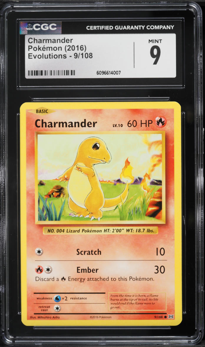 2016 Pokemon XY Evolutions Charmander #9 CGC 9 MINT on Fanatics Collect