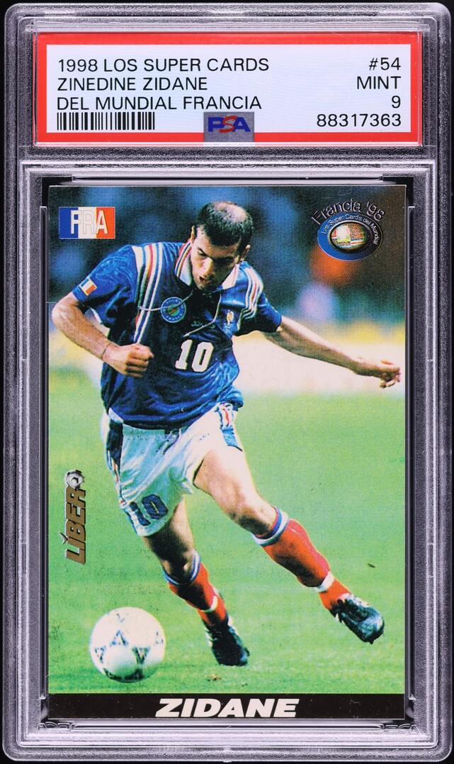 1998 Los Super Cards Del Mundial Francia Zinedine Zidane #54 PSA 9 MINT ...