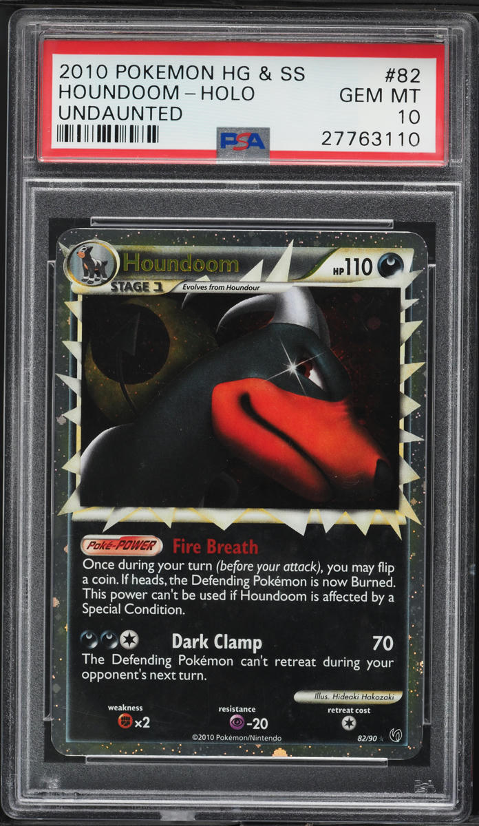 2010 Pokemon HeartGold & SoulSilver Undaunted Holo Houndoom #82 PSA 10 ...