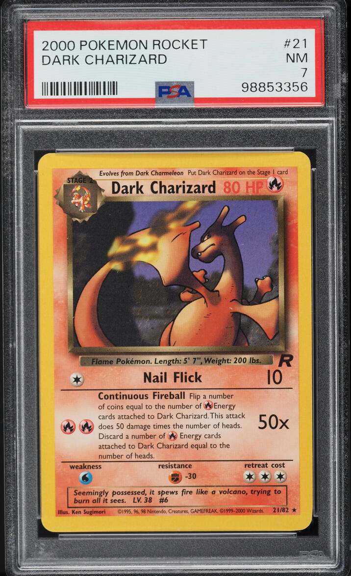 2000 Pokemon Team Rocket Dark Charizard #21 PSA 7 NRMT on Fanatics Collect