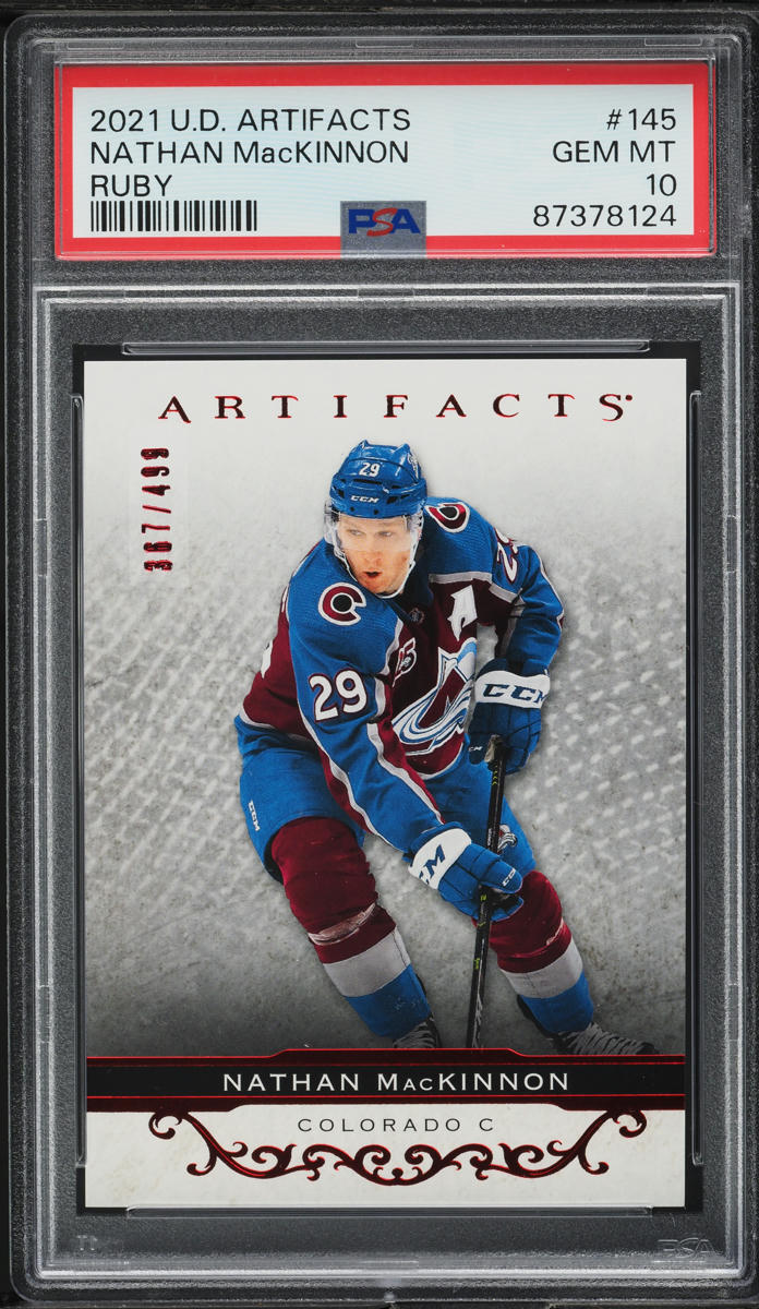 2021 Upper Deck Artifacts Ruby Nathan MacKinnon /499 #145 PSA 10 GEM ...