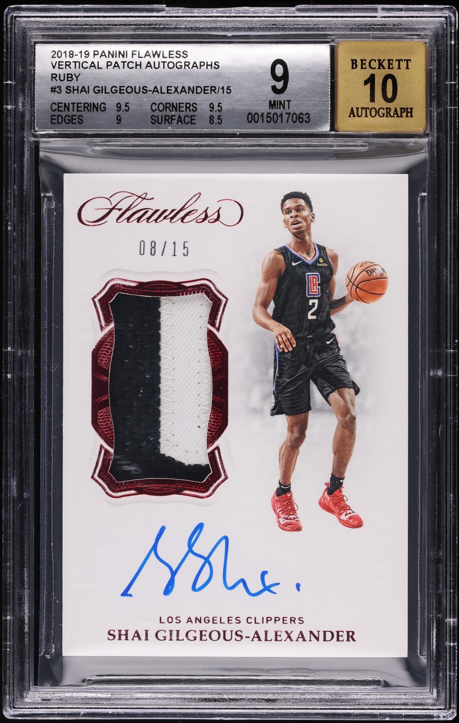 2018 Panini Flawless Ruby Shai Gilgeous-Alexander ROOKIE PATCH AUTO /15 ...