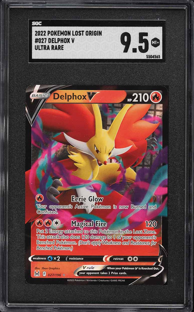 2022 Pokemon Sword & Shield Lost Origin Delphox V #027 SGC 9.5 MINT+ on ...