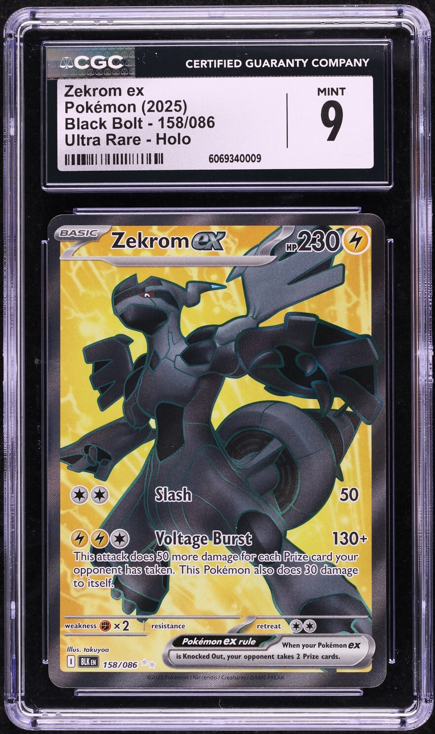 2025 Pokemon Scarlet & Violet Black Bolt Full Art Zekrom ex #158 CGC 9 ...