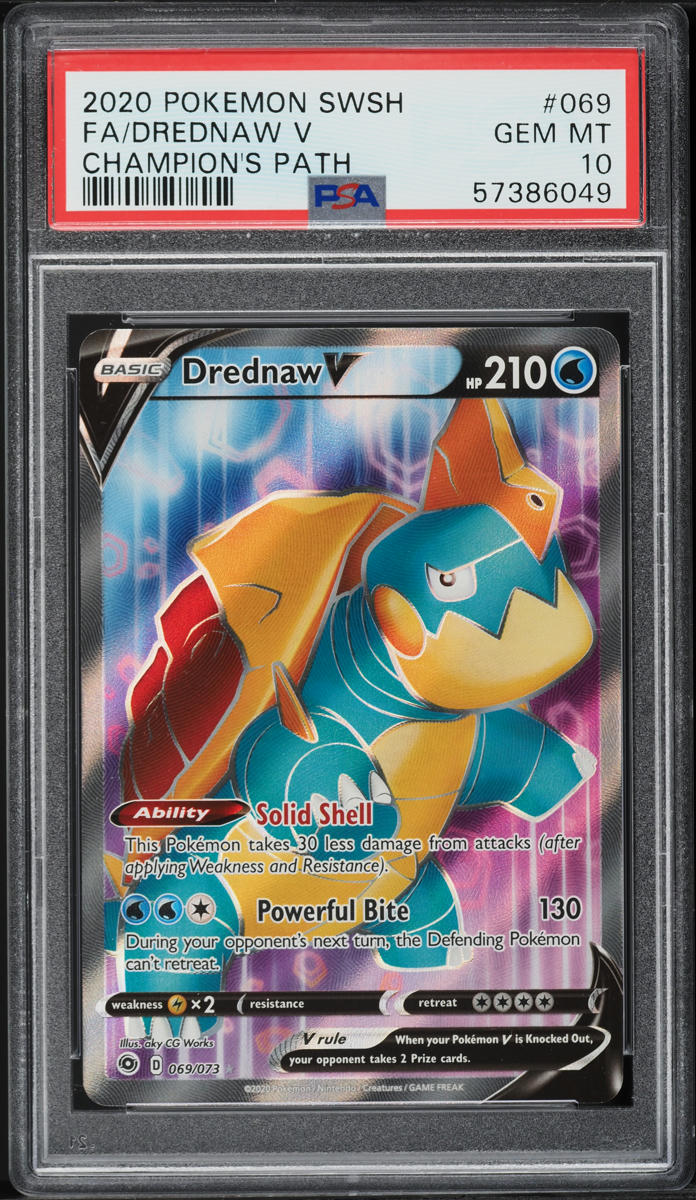 2020 Pokemon Sword & Shield Champion's Path Full Art Drednaw V #69 PSA ...