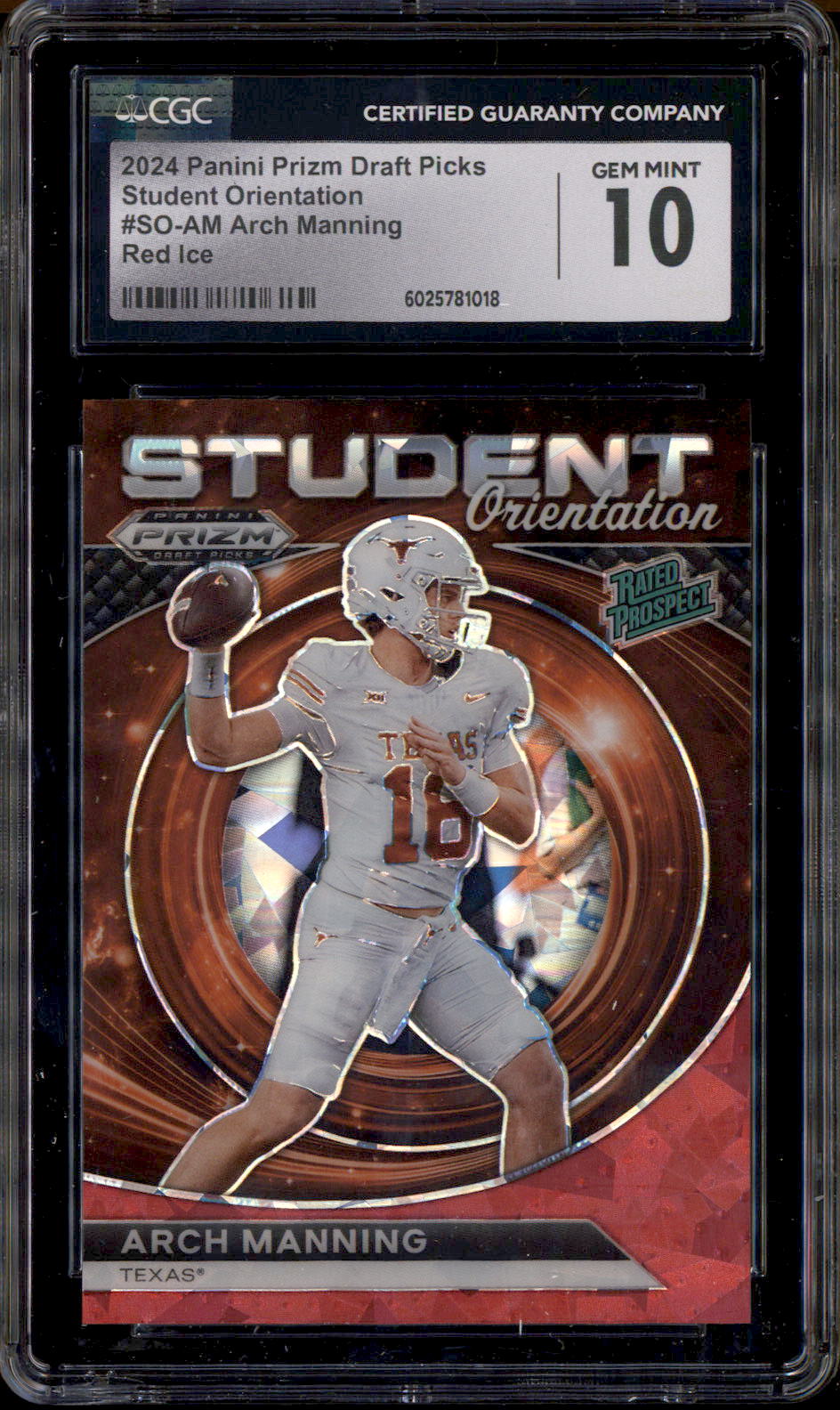 2024 Panini Prizm Draft Student Orientation Red Ice Arch Manning RC CGC ...