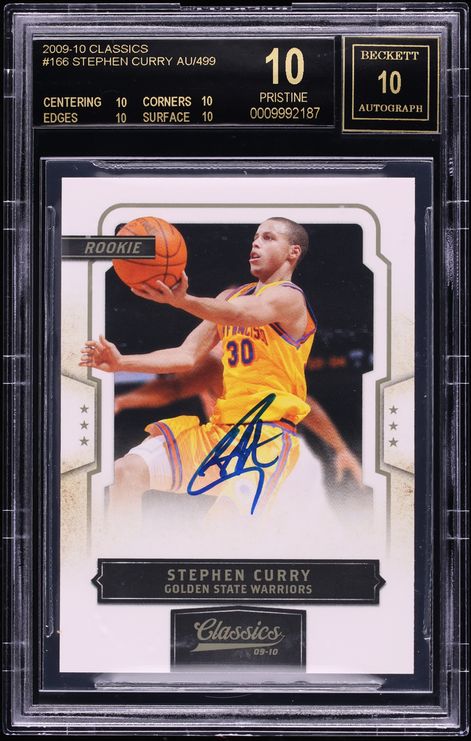 2009 Panini Classics Stephen Curry ROOKIE AUTO /499 #166 BGS 10 ...