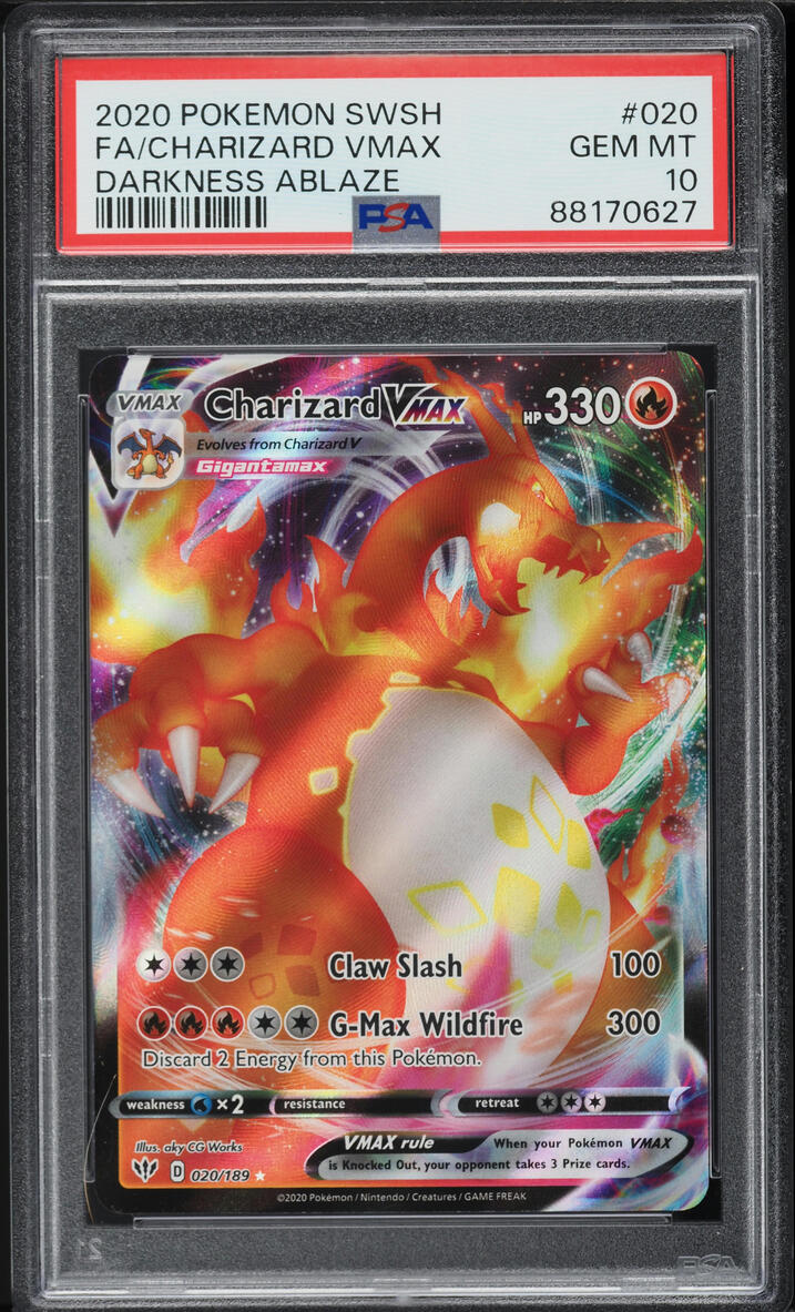 2020 Pokemon Sword & Shield Darkness Ablaze Full Art Charizard VMAX #20 ...