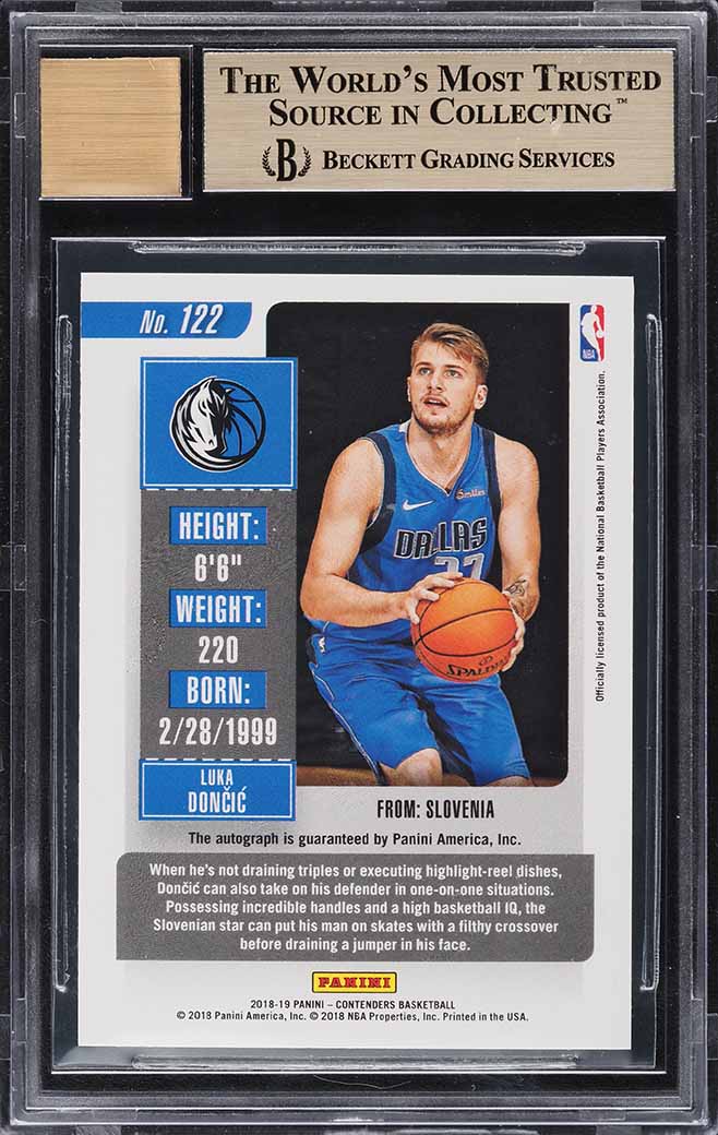 2018 Panini Contenders Playoff Ticket Luka Doncic RC AUTO /35 BGS 9.5 ...