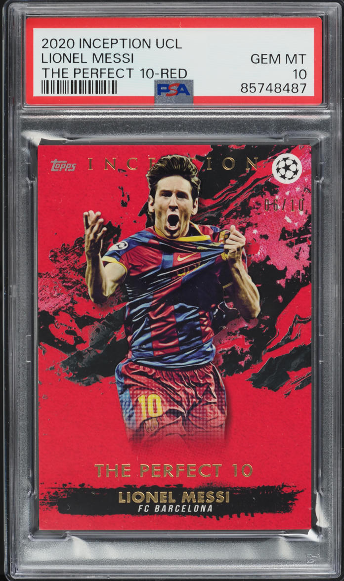 2020 Topps Inception UEFA The Perfect 10 Red Lionel Messi /10 PSA 10 ...