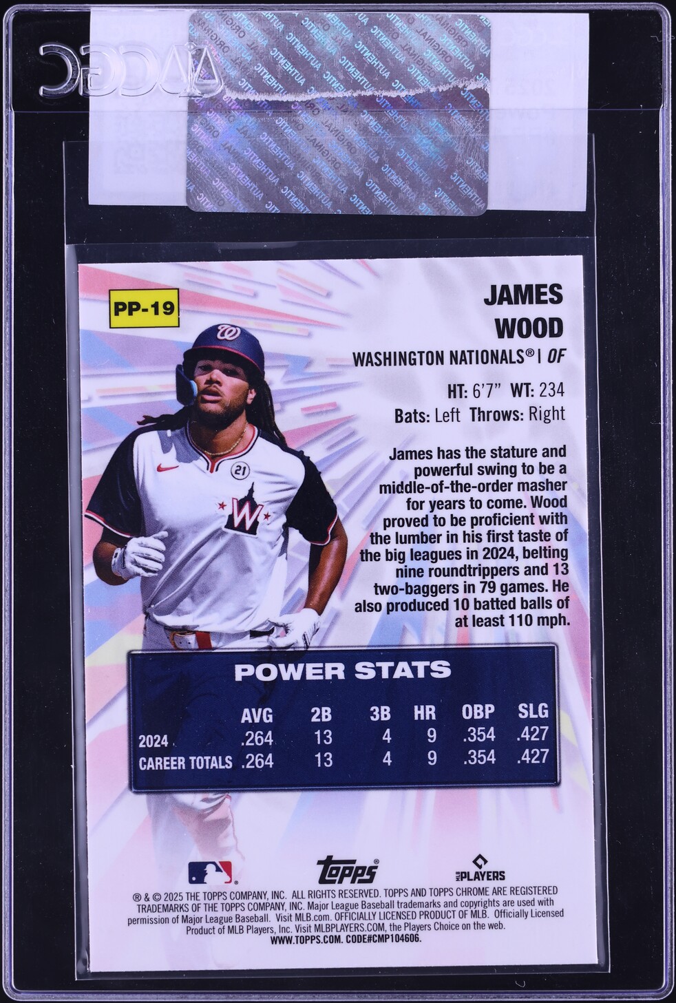 2025 Topps Chrome Power Players James Wood ROOKIE #PP-19 CGC AUTH on ...