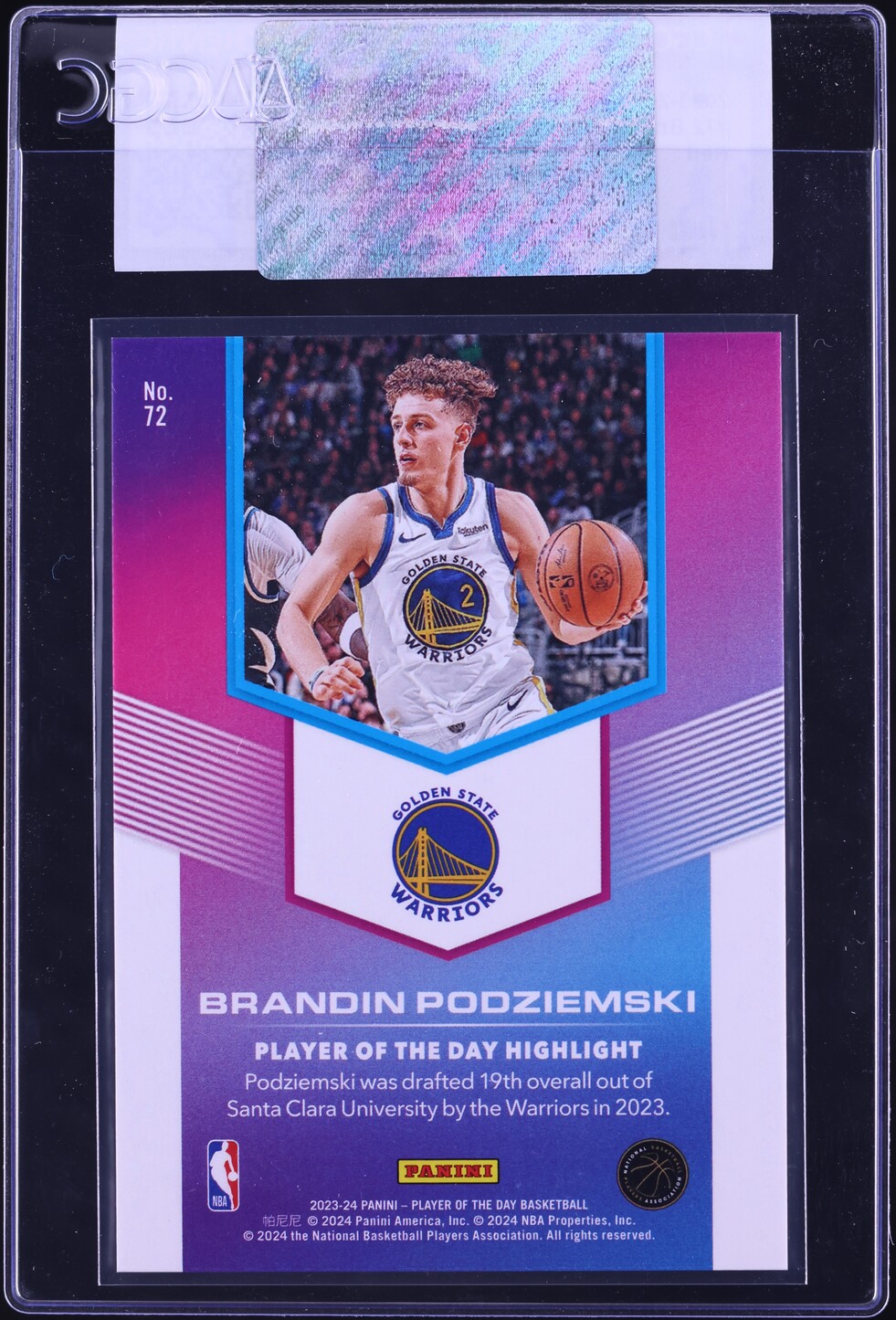 2023 Panini Player Of The Day Red Brandin Podziemski ROOKIE /99 #72 CGC ...