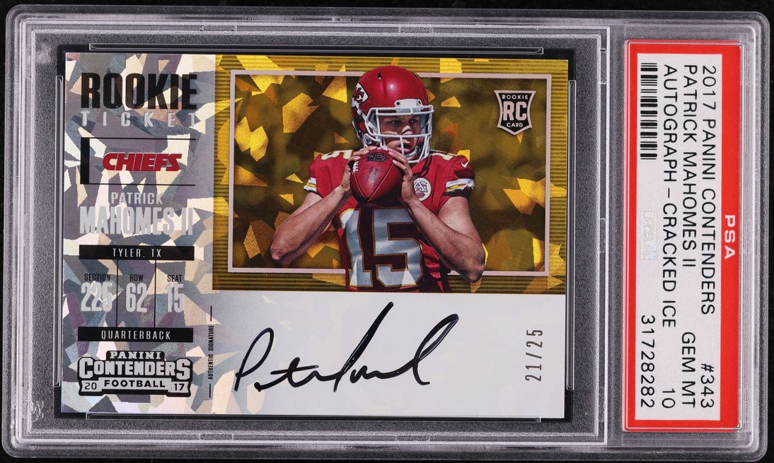 2017 Panini Contenders Cracked Ice Patrick Mahomes II ROOKIE AUTO /25 ...