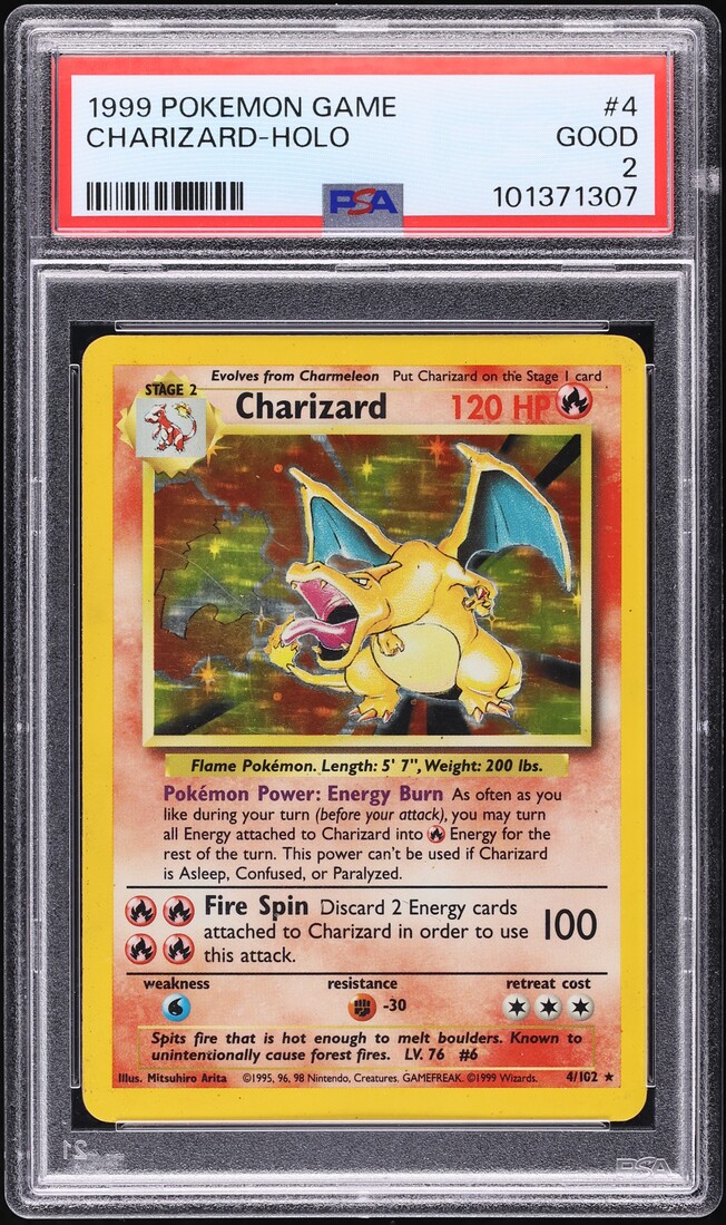 1999 Pokemon Base Set Holo Charizard #4 PSA 2 GD on Fanatics Collect