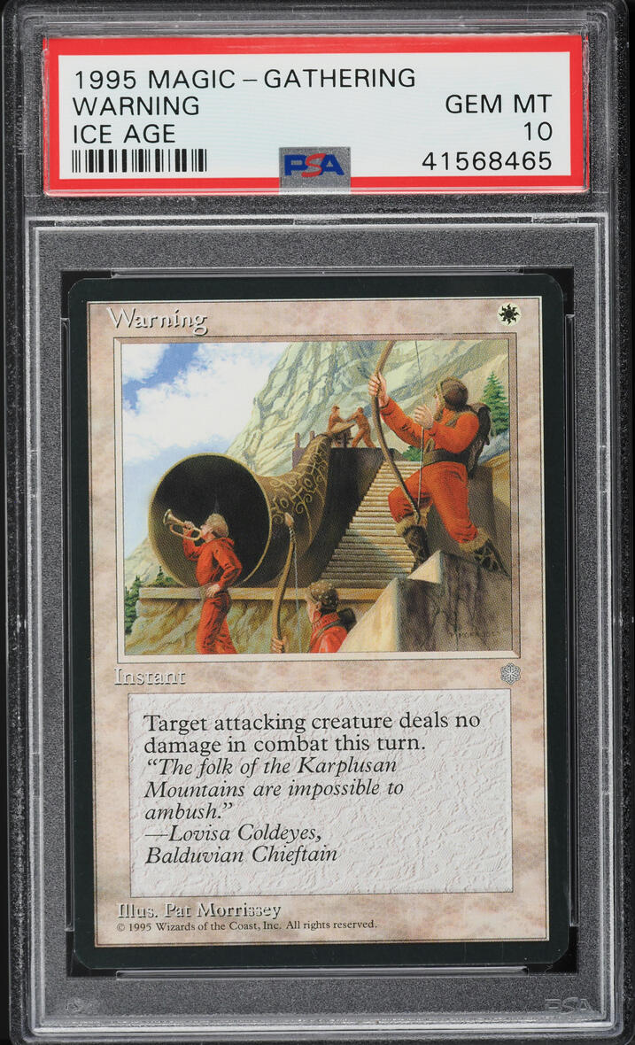 1995 Magic The Gathering MTG Ice Age Warning PSA 10 GEM MINT on ...