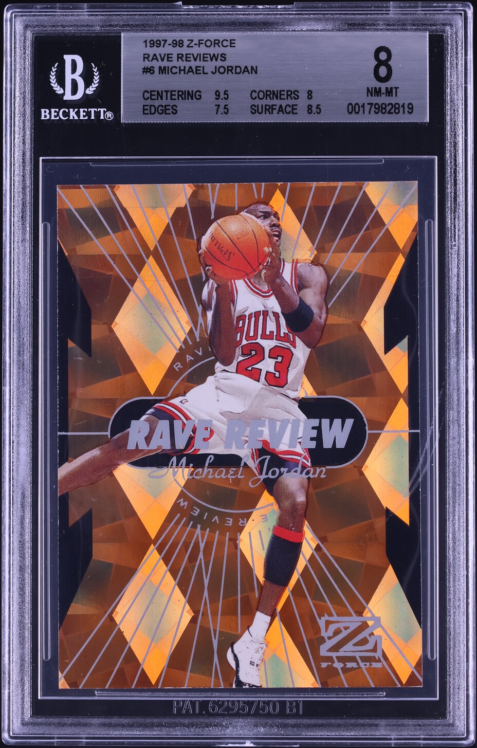 1997 Skybox Z-Force Rave Reviews Michael Jordan #6 BGS 8 NM-MT on ...