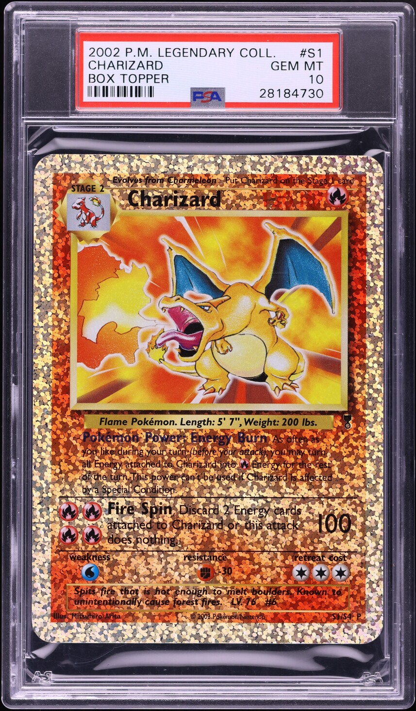 2002 Pokemon Legendary Collection Box Topper Charizard #S1 PSA 10 GEM ...