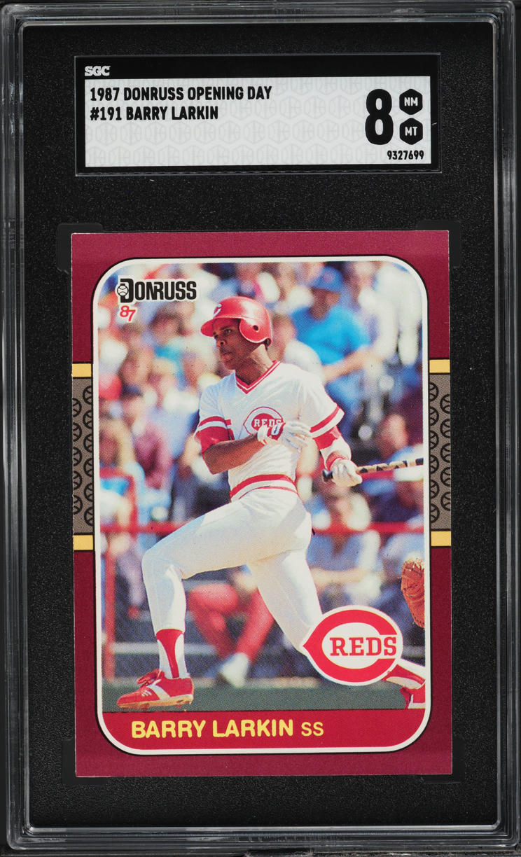 1987 Donruss Opening Day Barry Larkin ROOKIE #191 SGC 8 NM-MT on ...