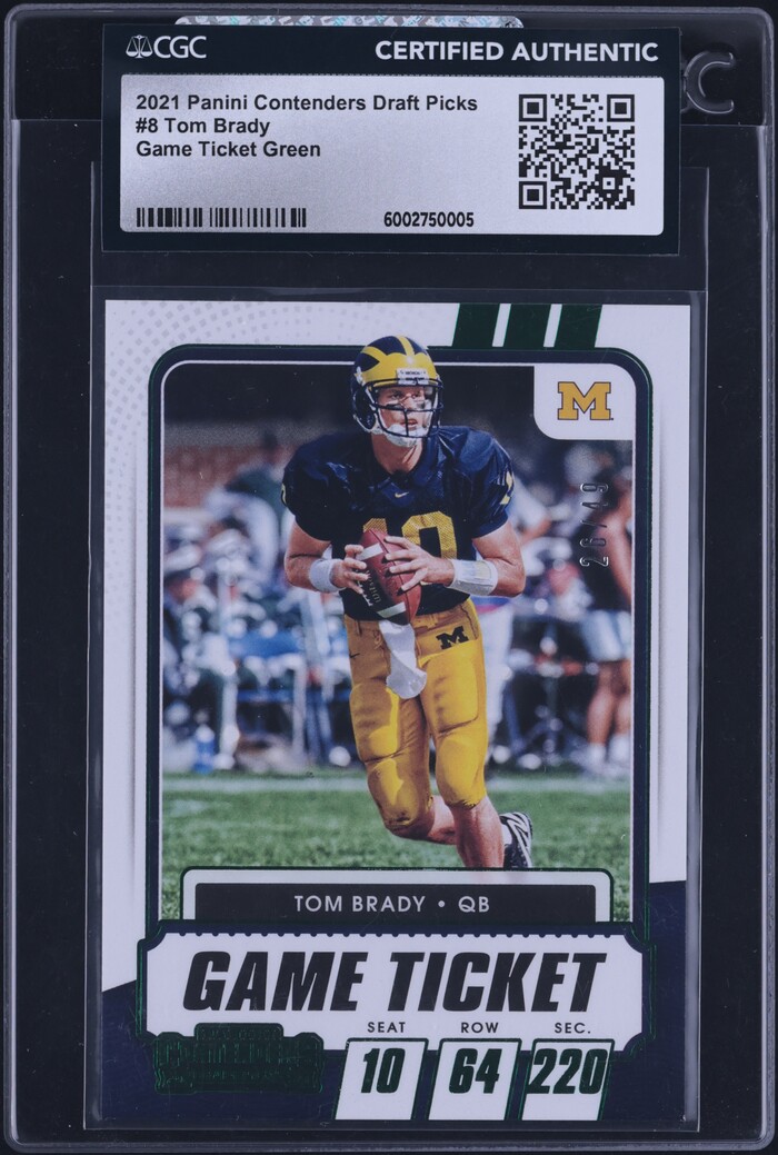 2021 Panini Contenders Draft Picks Game Ticket Green Tom Brady /49 #8 CGC AUTH on Fanatics Collect