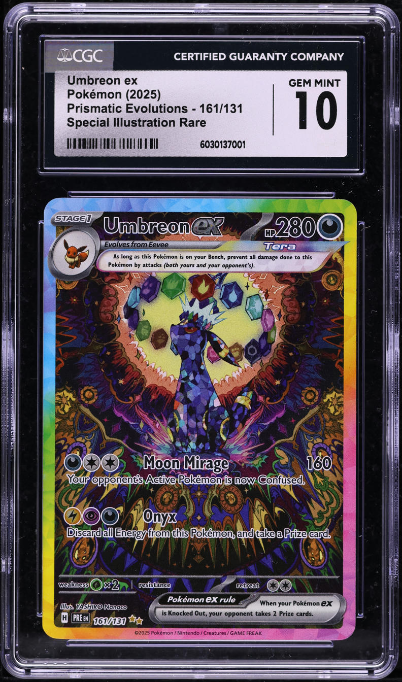 2025 Pokemon SV Prismatic Evolutions SIR Umbreon ex #161 CGC 10 GEM MINT on Fanatics Collect