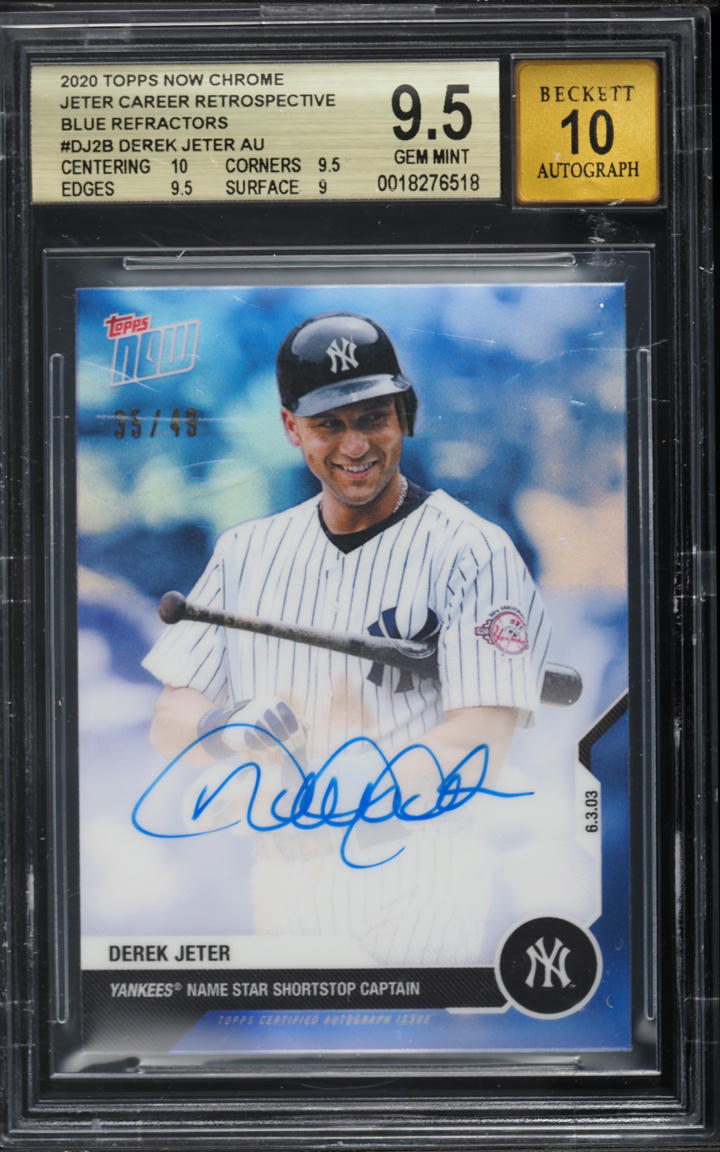 2020 Topps Now Chrome Retrospective Blue Refractor Derek Jeter AUTO /49 ...