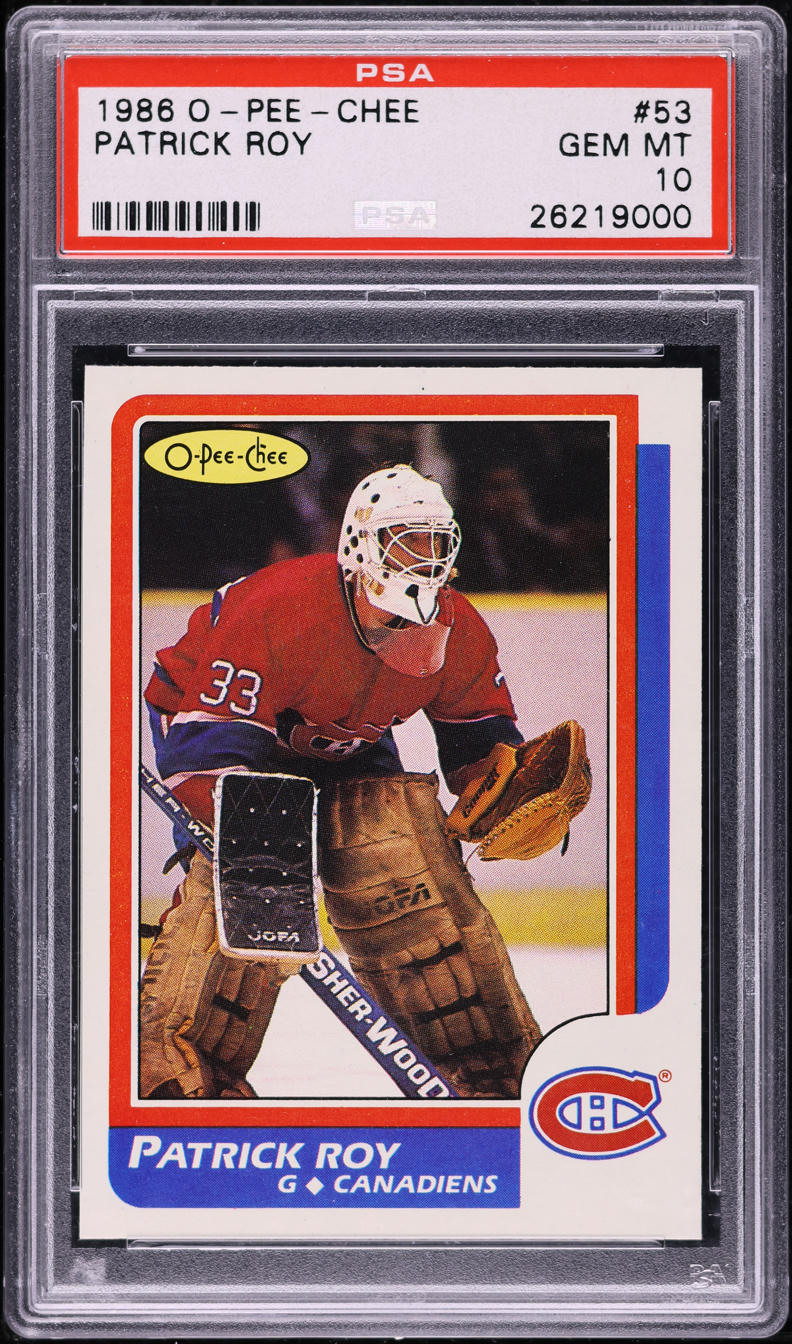 1986 O-Pee-Chee Hockey Patrick Roy ROOKIE #53 PSA 10 GEM MINT on ...