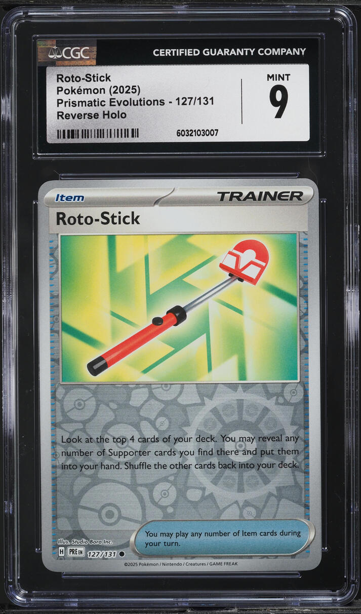 2025 Pokemon SV Prismatic Evolutions Reverse Holo Roto-Stick #127 CGC 9 ...