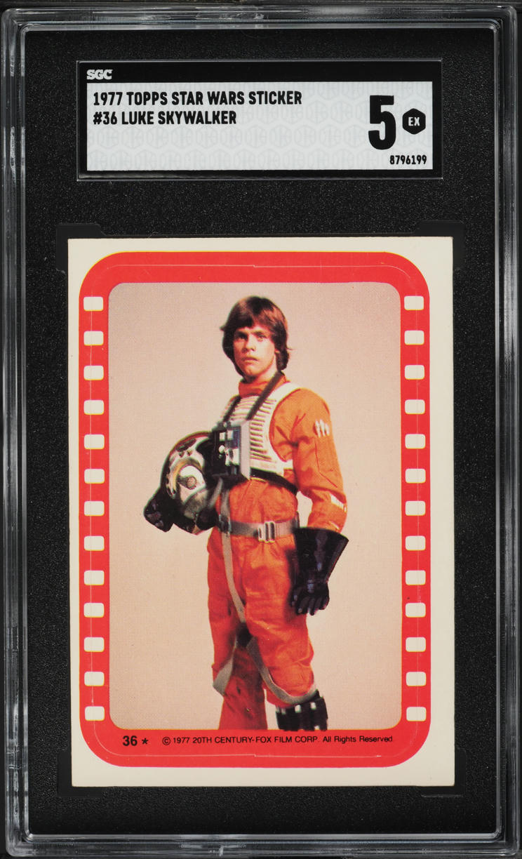 1977 Topps Star Wars Sticker Luke Skywalker #36 SGC 5 EX on Fanatics ...
