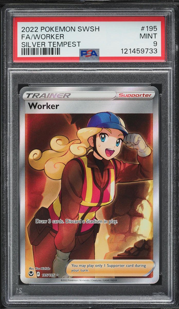 2022 Pokemon Sword & Shield Silver Tempest Full Art Worker #195 PSA 9 ...