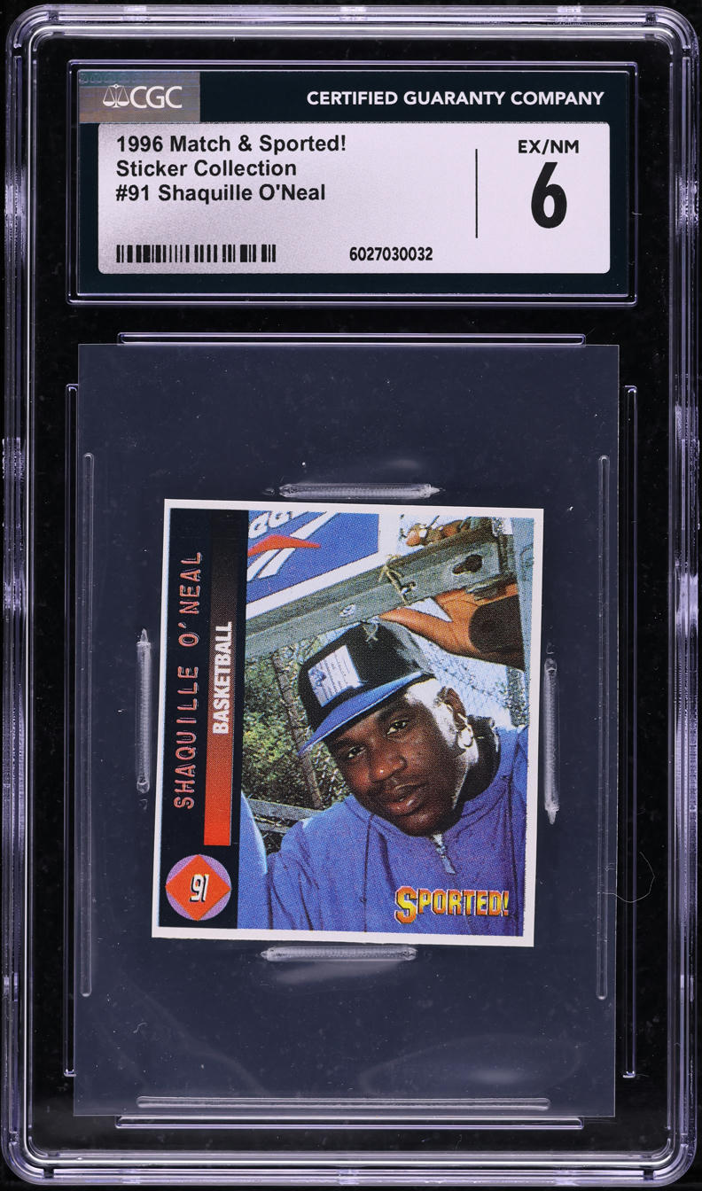 1996 Match & Sported! Sticker Collection Shaquille O'Neal #91 CGC 6 ...