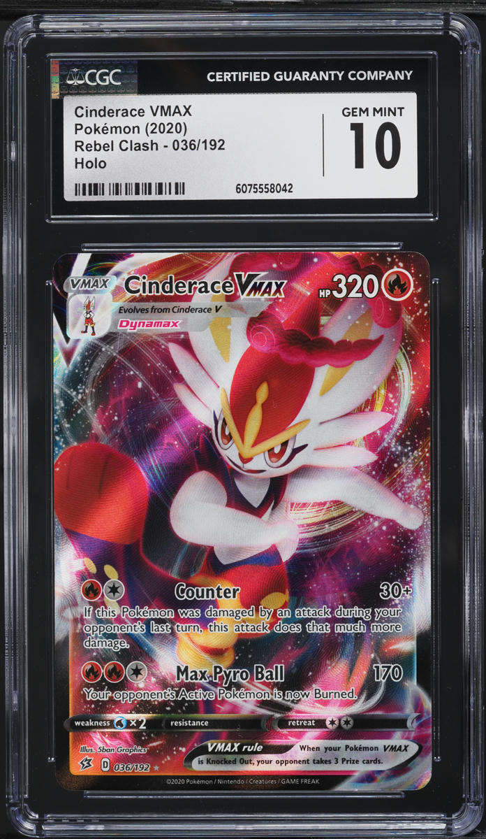 2020 Pokemon Sword & Shield Rebel Clash Cinderace VMAX #36 CGC 10 GEM ...