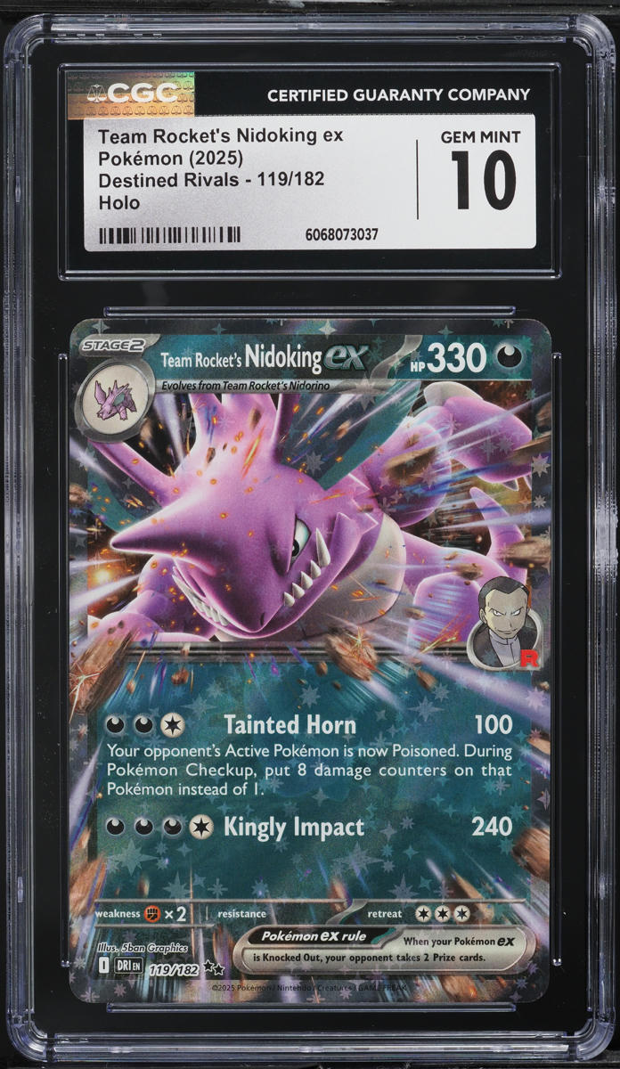 2025 Pokemon SV Destined Rivals Holo Team Rocket's Nidoking ex #119 CGC 10 GEM on Fanatics Collect