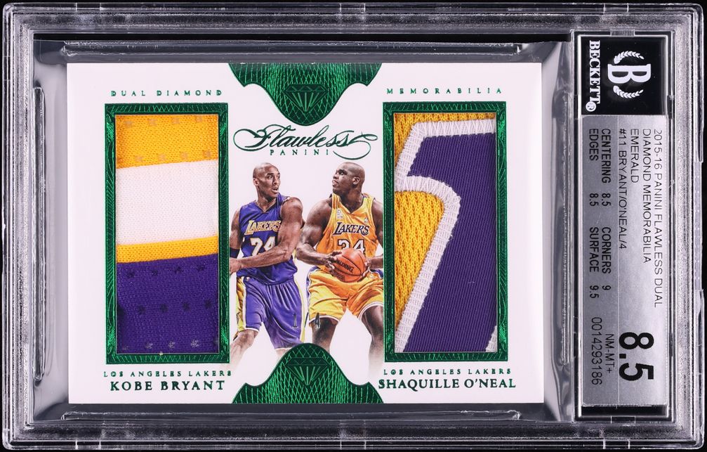 2015 Panini Flawless Dual Emerald Kobe Bryant Shaquille O'Neal PATCH 1/ ...