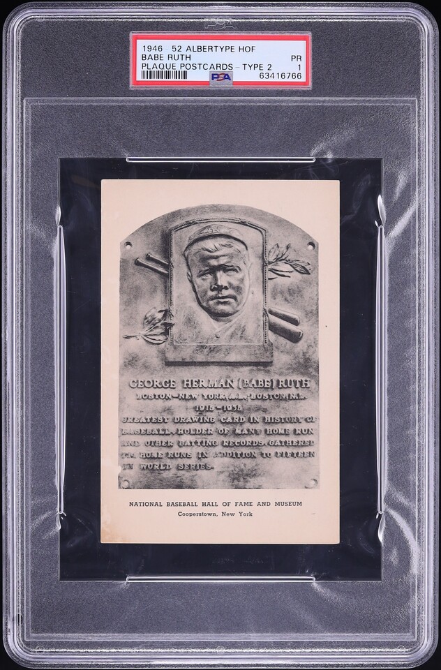 1946 Albertype Hall Of Fame Plaque Postcards Type 2 Babe Ruth PSA 1 PR ...