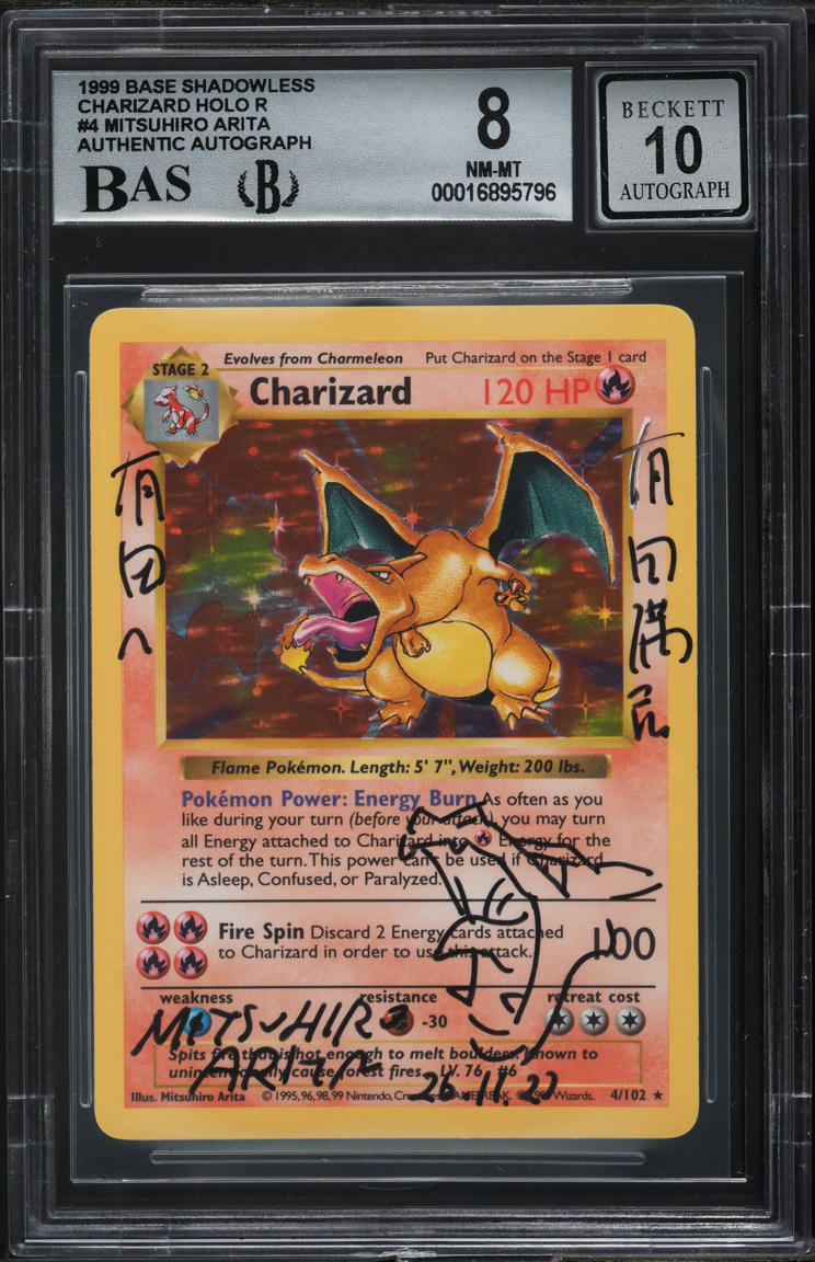 1999 Pokemon Base Set Shadowless Holo Charizard Mitsuhiro Arita AUTO ...