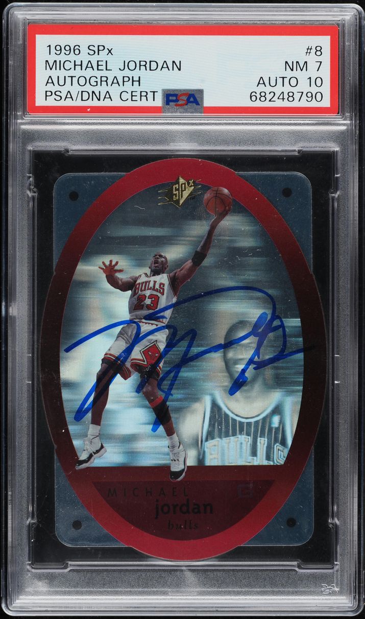 1996 SPx Basketball Michael Jordan AUTO DNA 10 #8 PSA 7 NRMT on ...