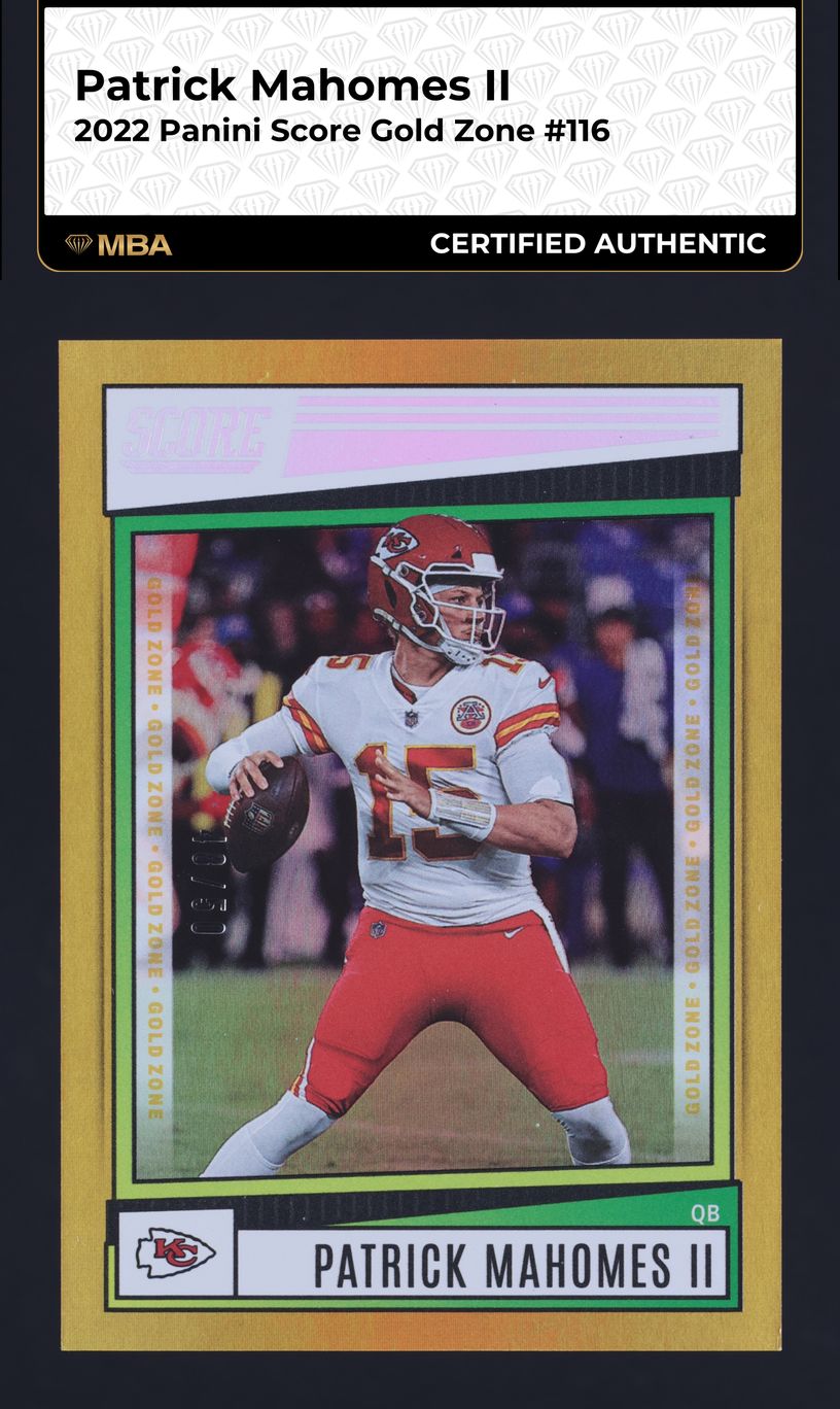 2022 Score Gold Zone Patrick Mahomes II /50 #116 MBA AUTH on Fanatics ...
